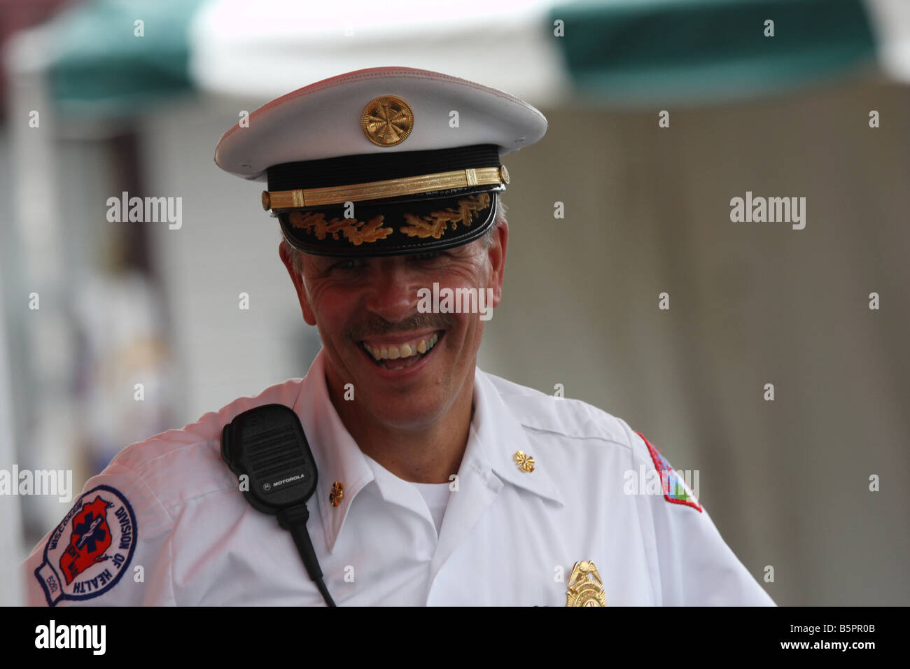 A smiling Menomonee Falls Fire Department Fire Chief Wisconsin Stock ...