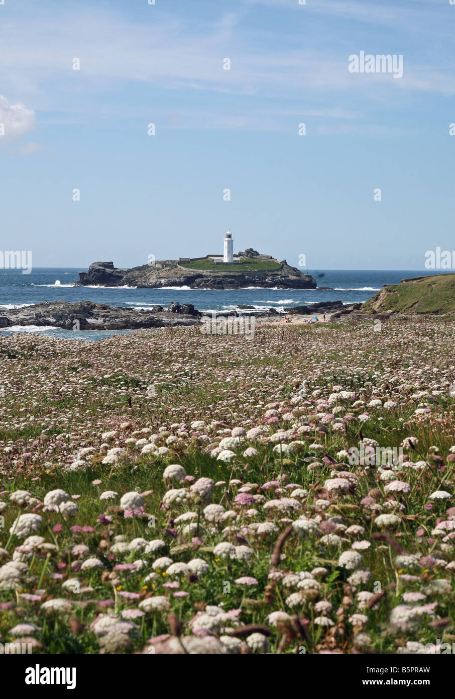 Godrevy Lighthouse of the coast of Cornwall, England Stock Photo - Alamy