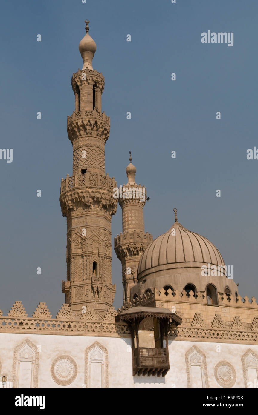 View of Qaytbay minaret and top of Aqbaghawiyya minaret behind the dome ...