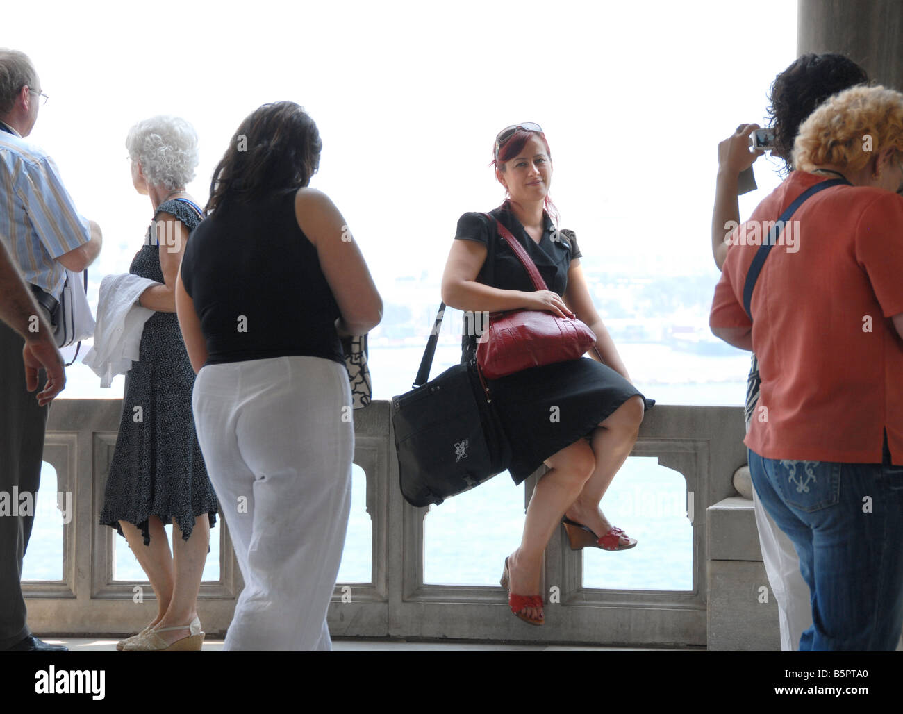 Tourists taking photographs on the terrace of Topkapi Palace Stock ...