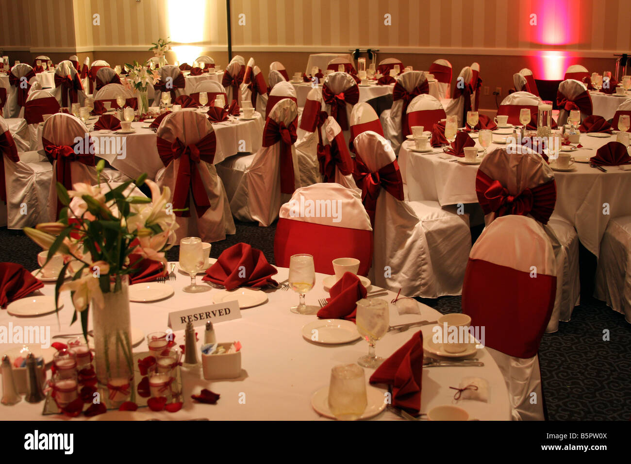 The wedding reception hall getting ready for guests Stock Photo - Alamy