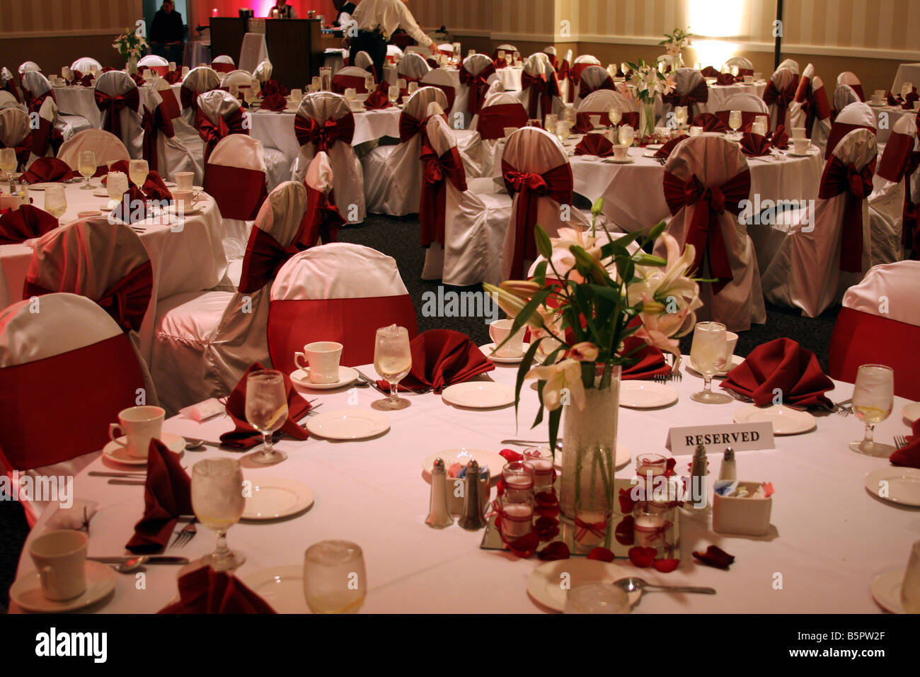 The wedding reception hall getting ready for guests Stock Photo - Alamy
