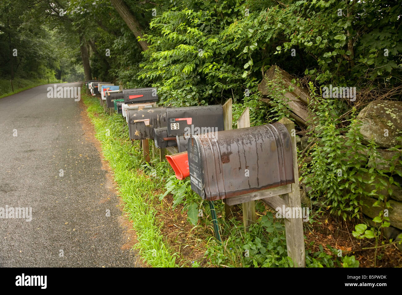 Photo of mailboxes along a street Stock Photo - Alamy