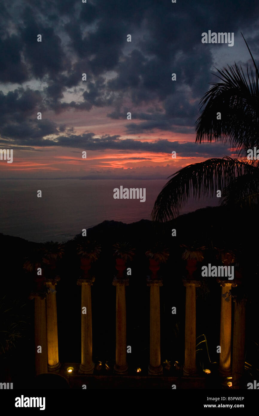 Illuminated Costa Rican amphitheater at sunset Stock Photo - Alamy