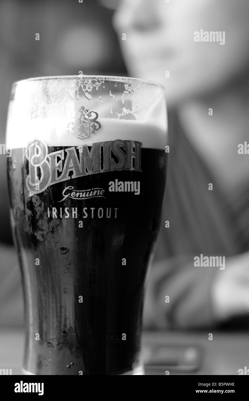 A beautiful pint of Beamish, stout beer, with a quarter inch of head ...