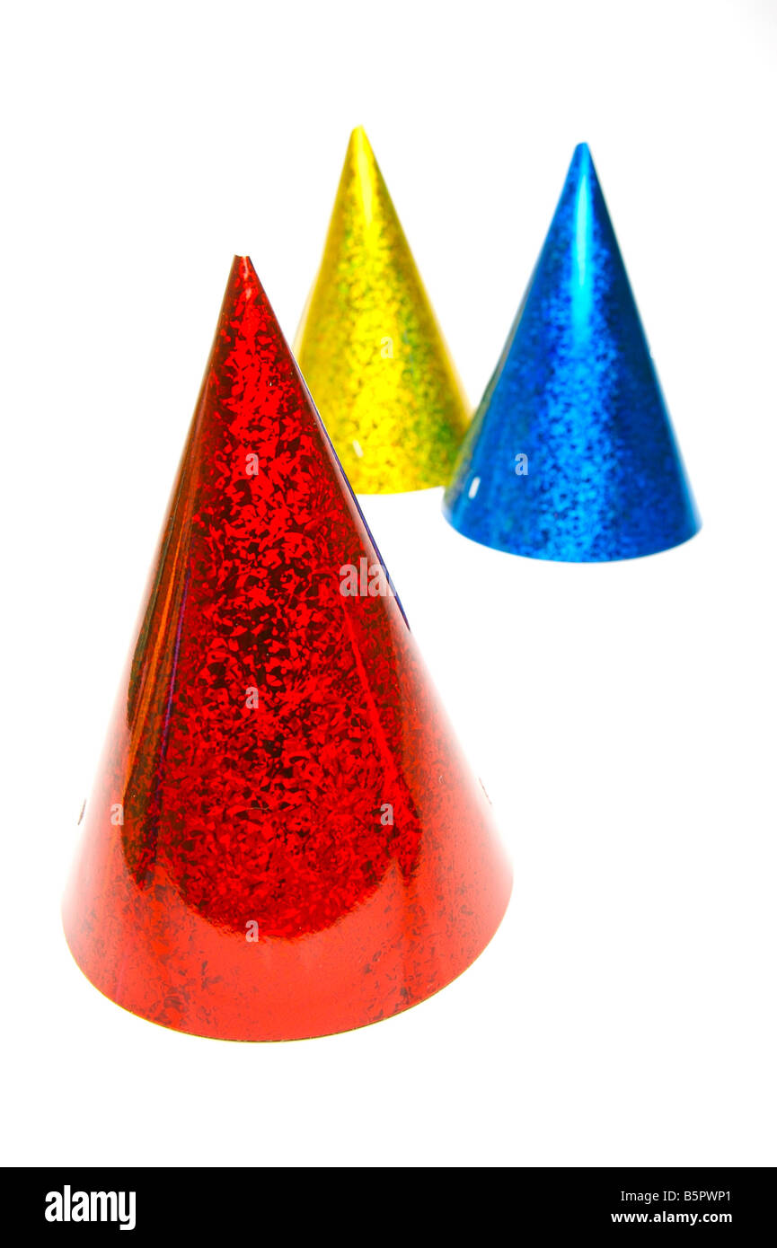 Party hats isolated against a white background Stock Photo - Alamy