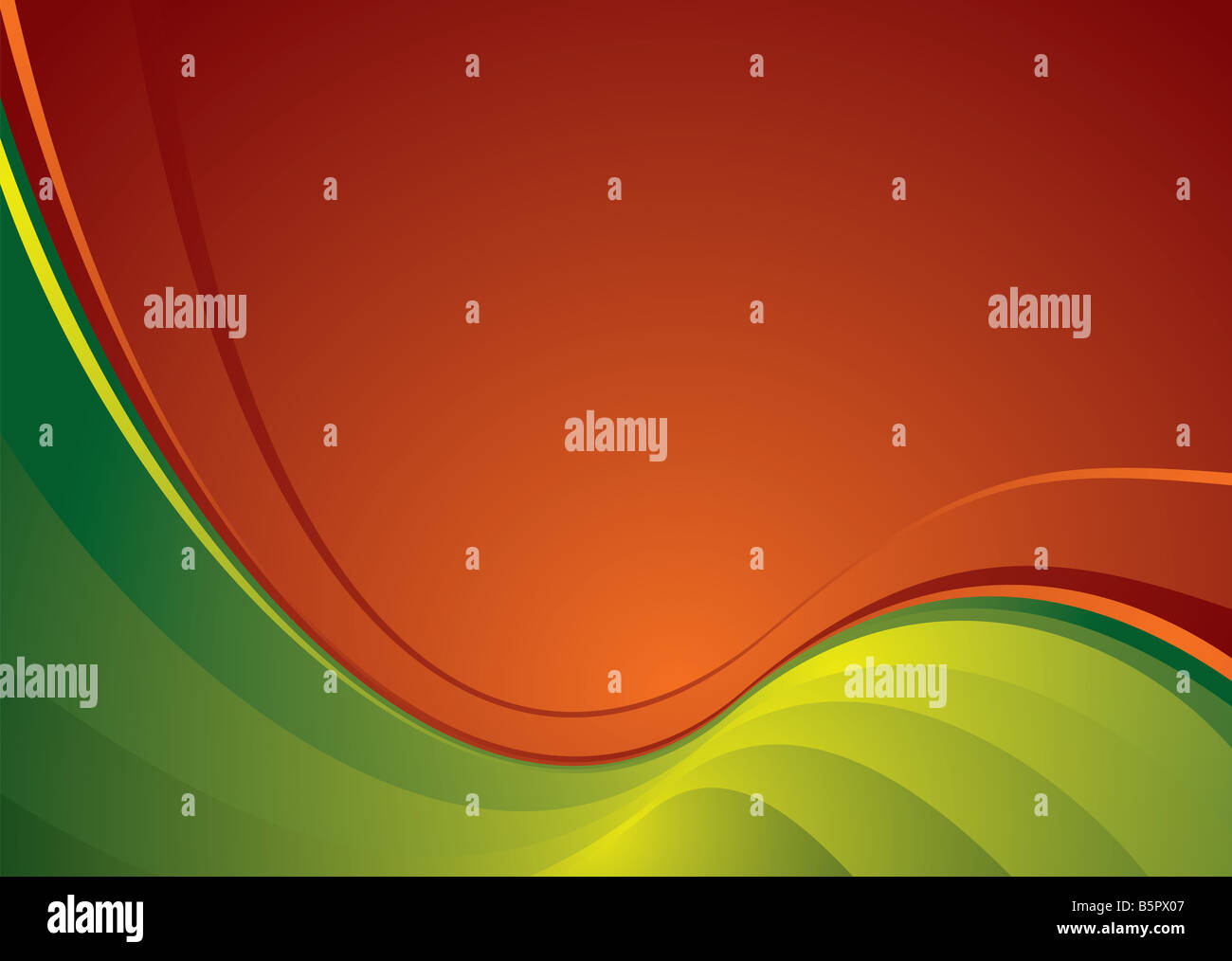 Contrasting red and green colours in the wavy abstract background Stock ...