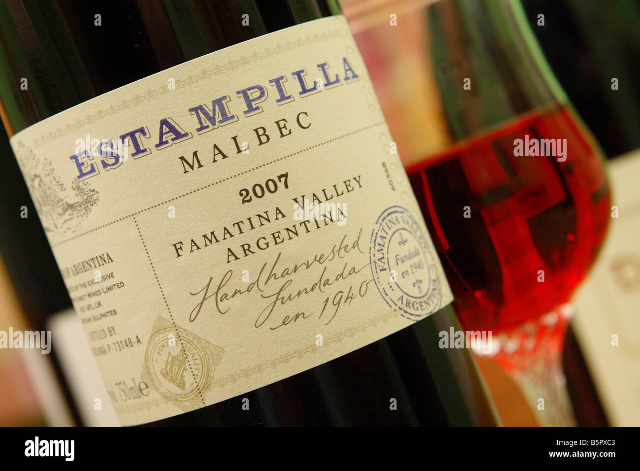 Argentinian Malbec red wine bottle label from the Famatina Valley ...
