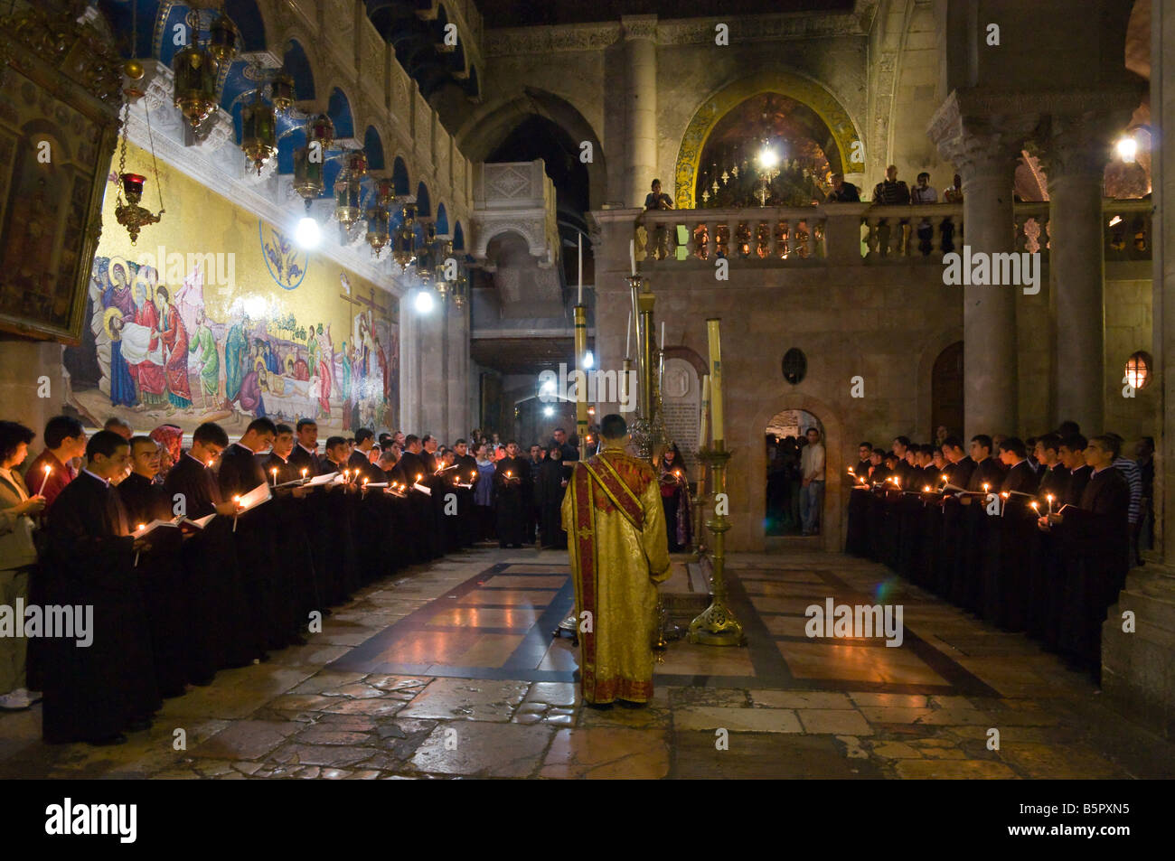 Israel Jerusalem Old City Holy Sepulchre Daily processions Armenian procession at stone of ...