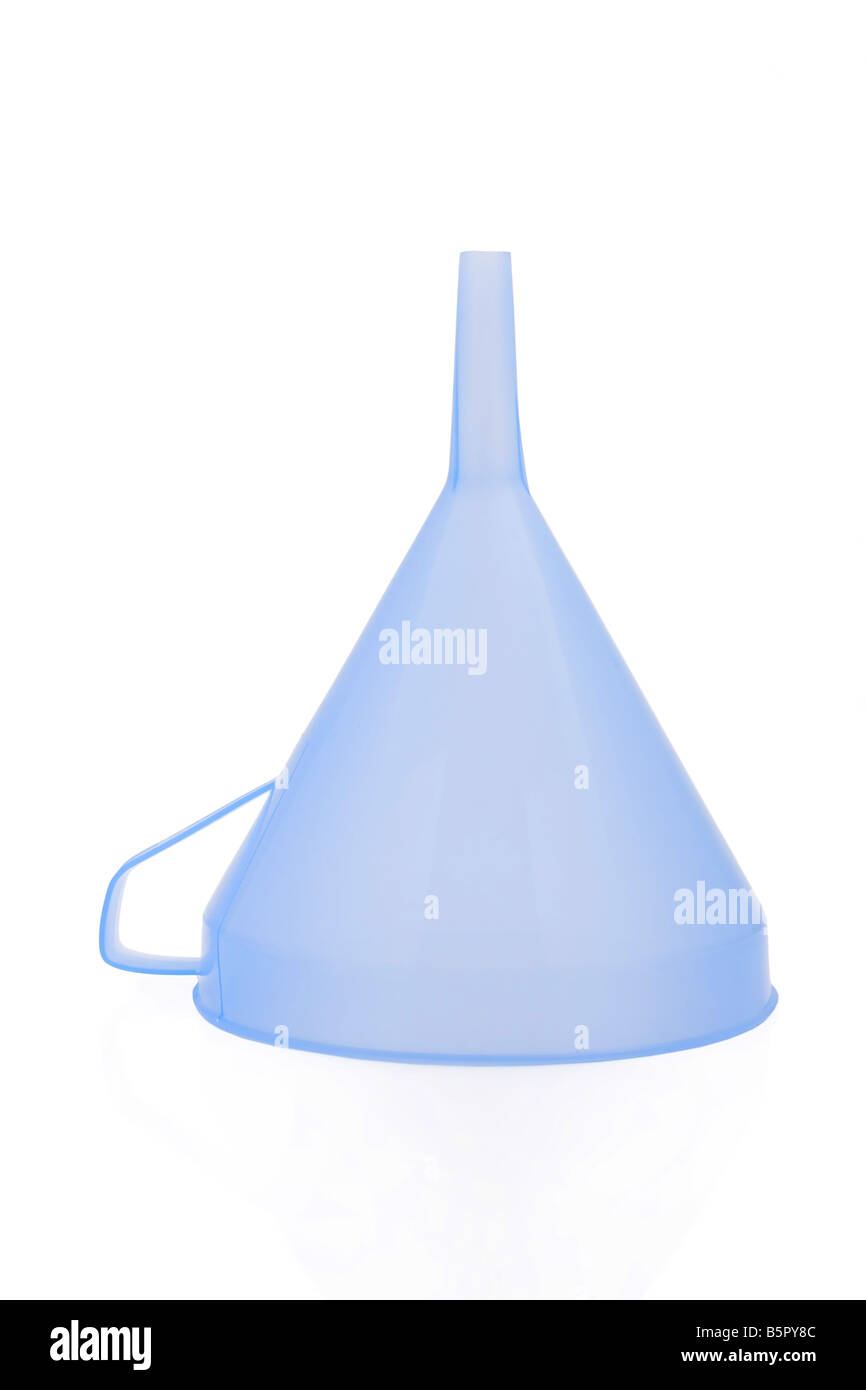 Blue funnel isolated on a white background Stock Photo - Alamy