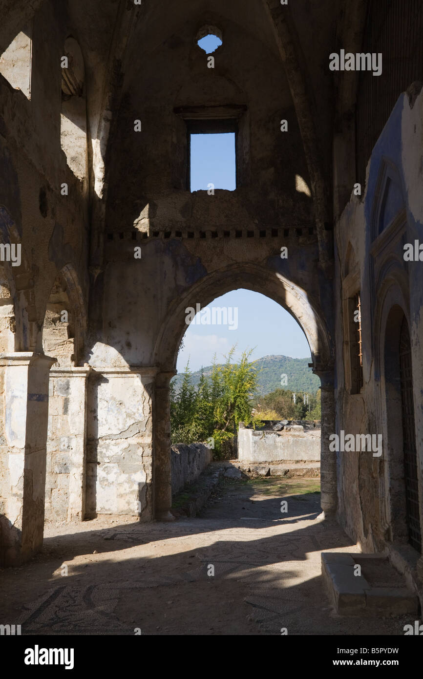 Part of the ruins of a Greek Orthodox Church in Kayakoy, Turkey Stock ...