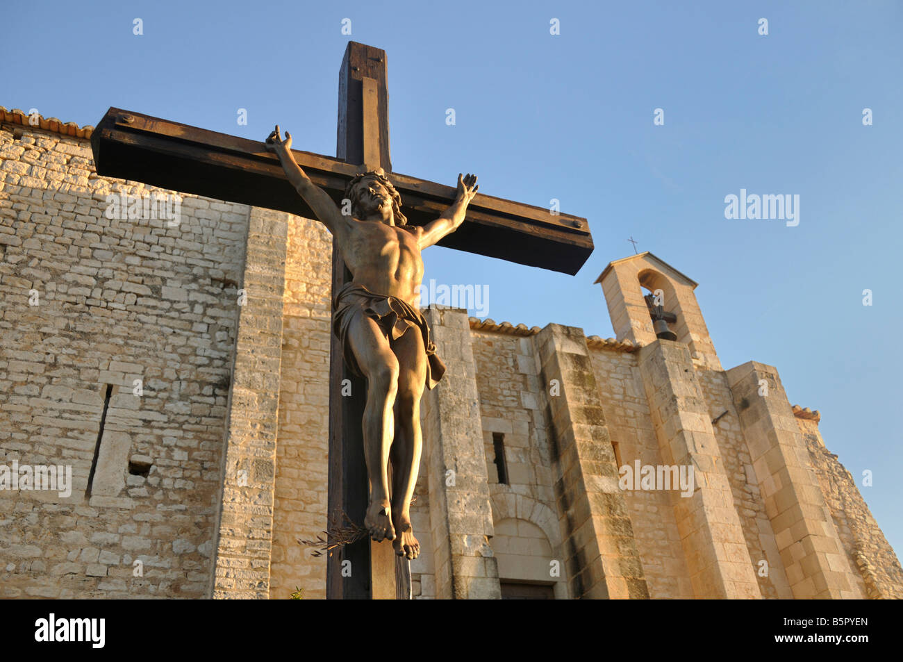 Statue of Jesus on cross St Saturnin les Apt Provence France Stock ...