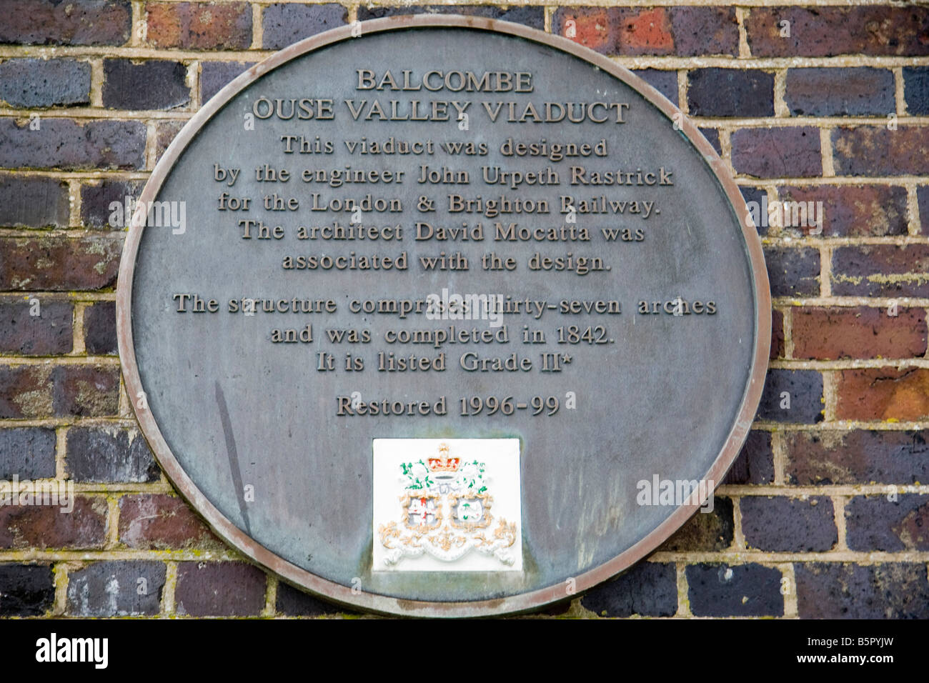 Balcombe Ouse Valley Viaduct Plaque Stock Photo - Alamy