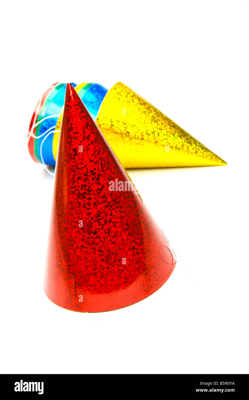 Party hats isolated against a white background Stock Photo - Alamy