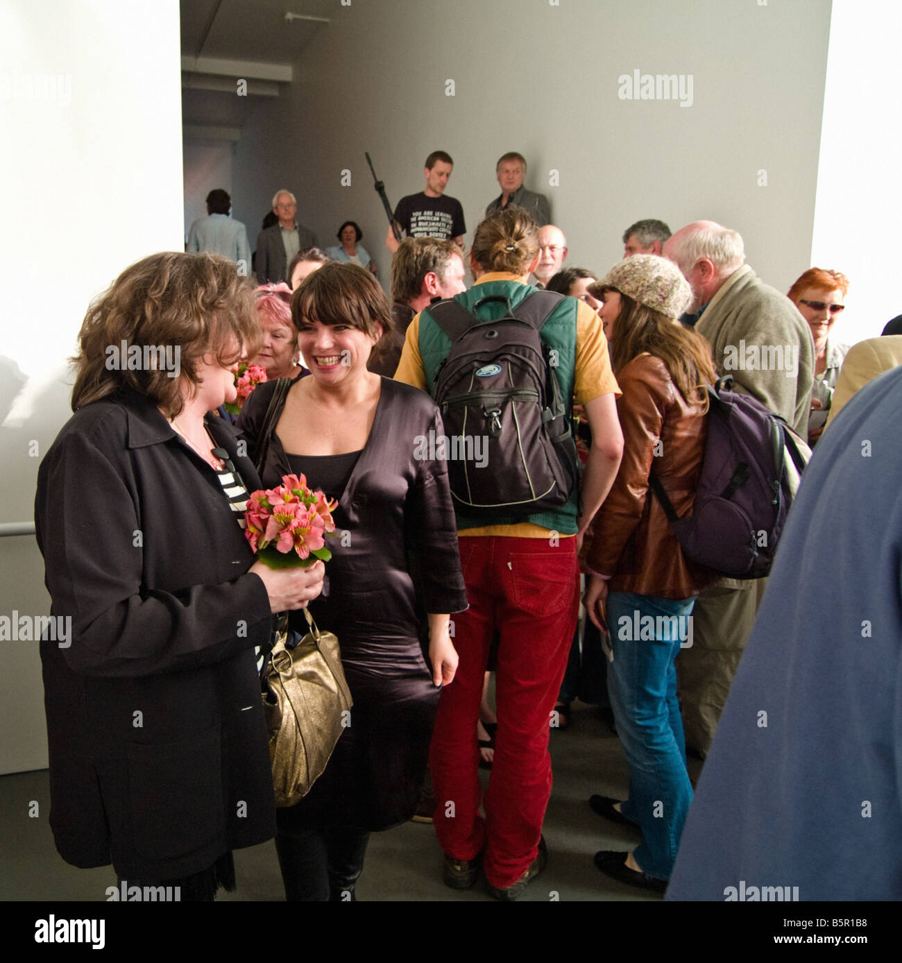 Opening night of the Exchange Gallery, Penzance, Cornwall Stock Photo ...