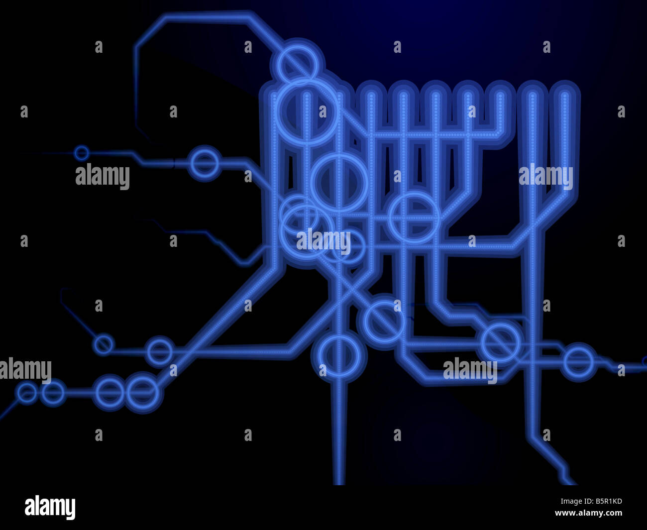 Abstract technical schematic diagram illustration with circuitry and ...