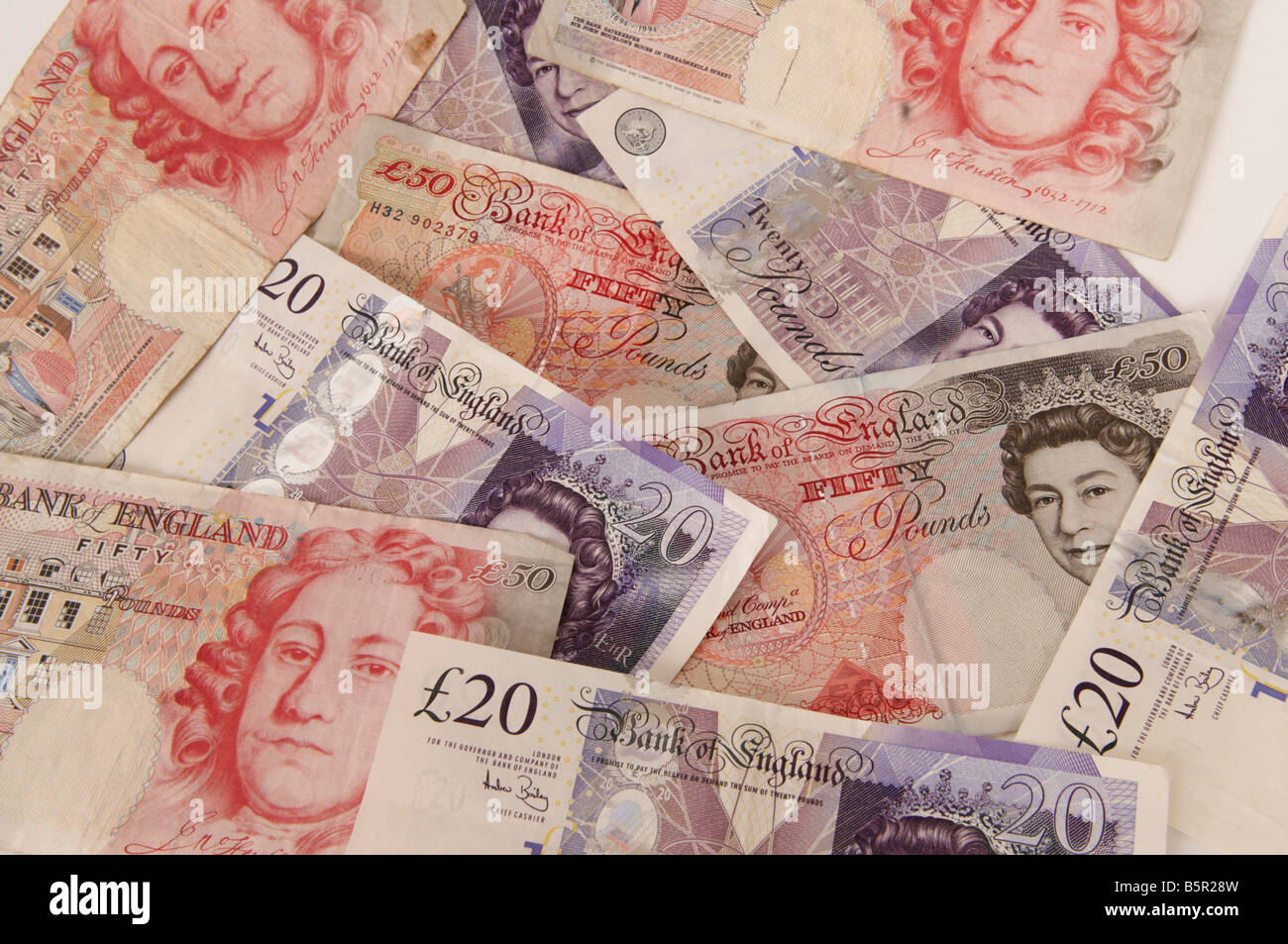 close-up pile of British Pound banks notes Stock Photo - Alamy