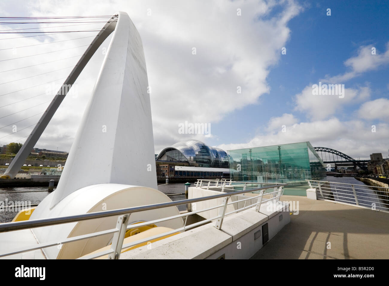 The Gateshead Millennium Bridge over the River Tyne, NewcastleGateshead ...