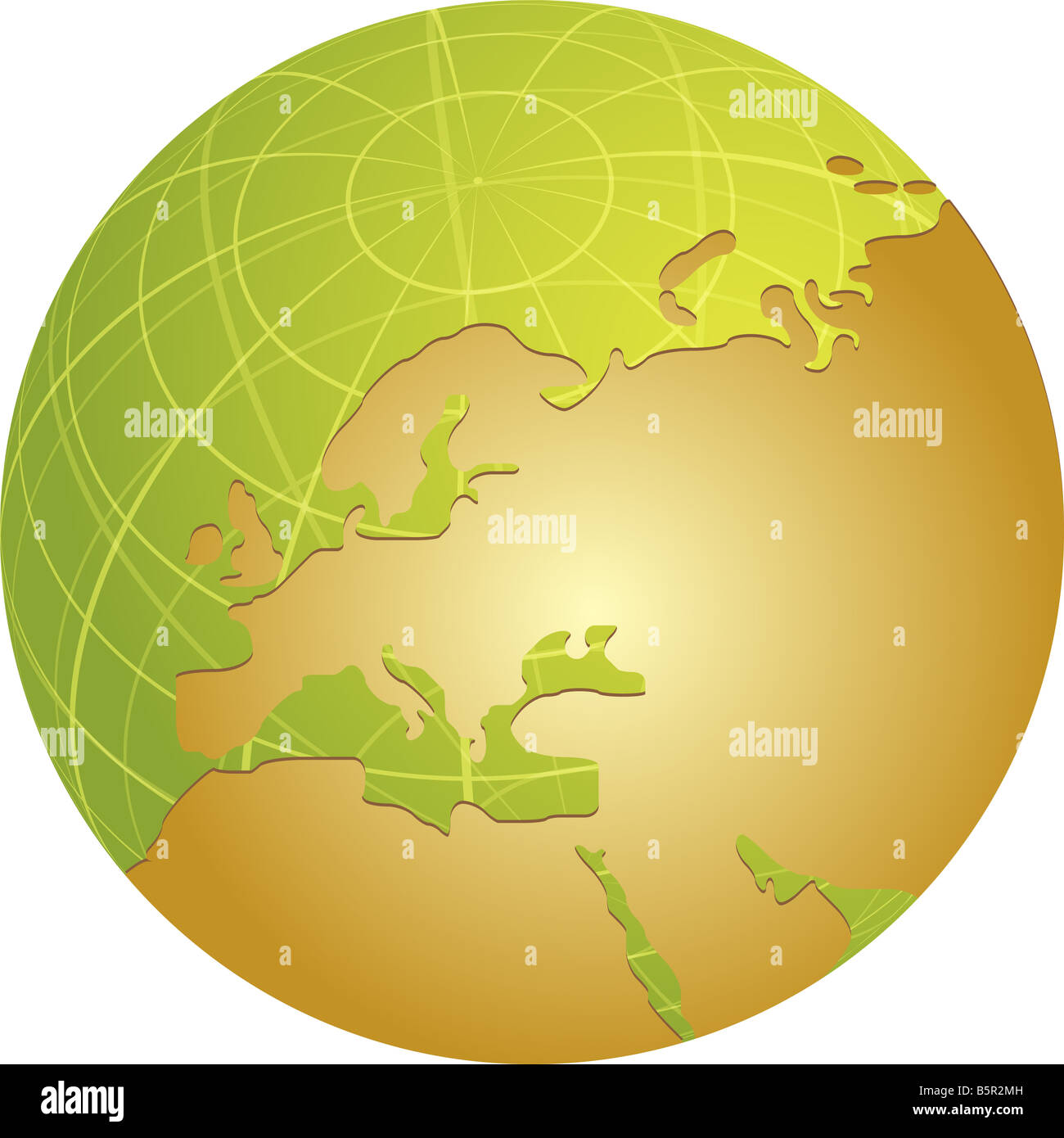 Map of the Europe on a spherical globe cartographical illustration ...