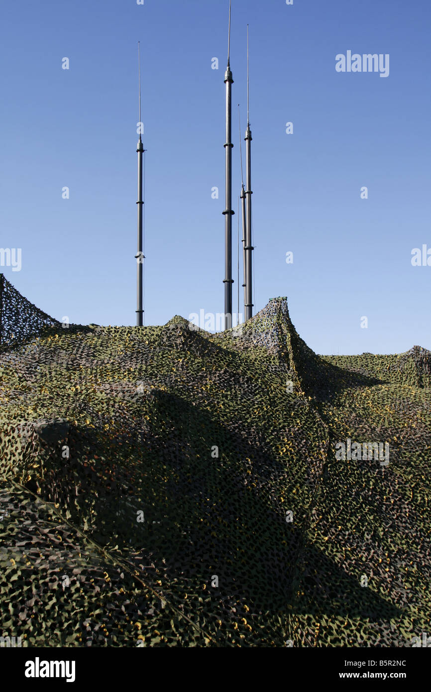 camouflage military army base tent at open day Stock Photo - Alamy