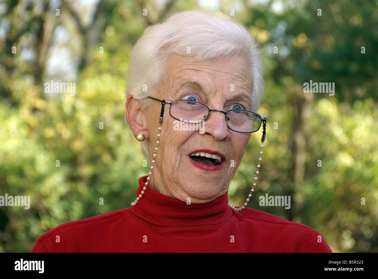 Elderly woman mouth wide open hi-res stock photography and images - Alamy