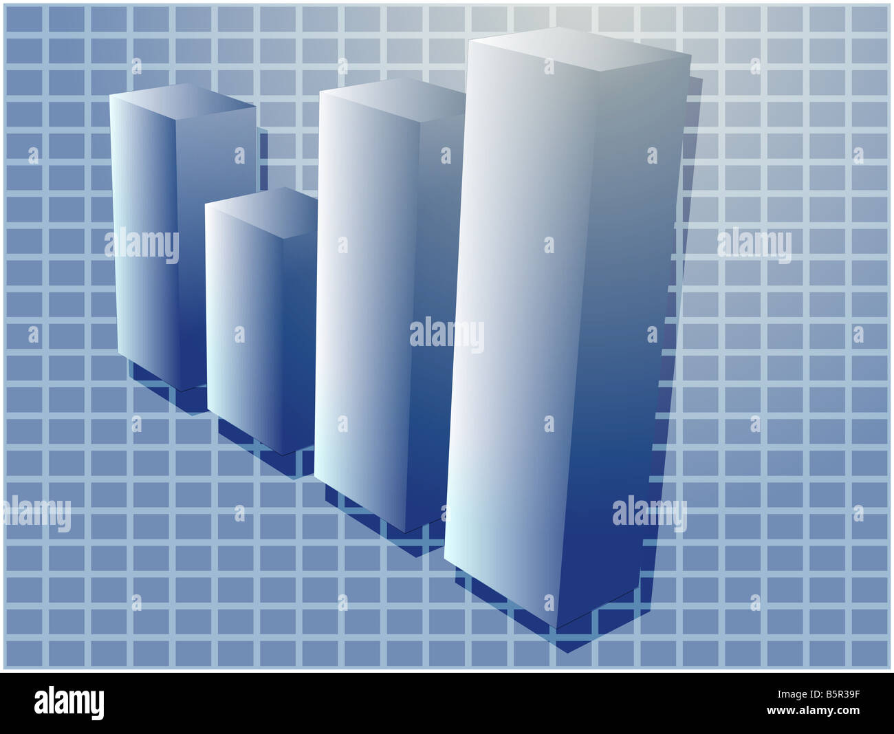 Three d barchart financial diagram illustration over square grid Stock ...