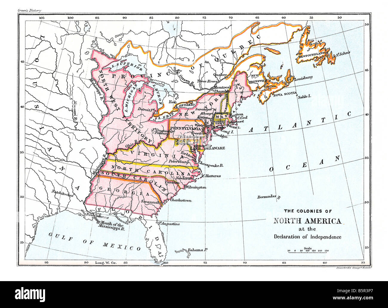 Map of the colonies of North America at the Declaration of Independence ...