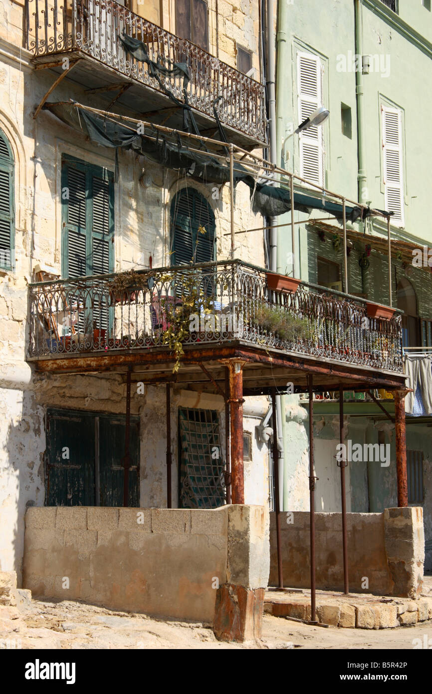 An old Maltese house undergoing repair work in Marsaskala, Malta Stock ...