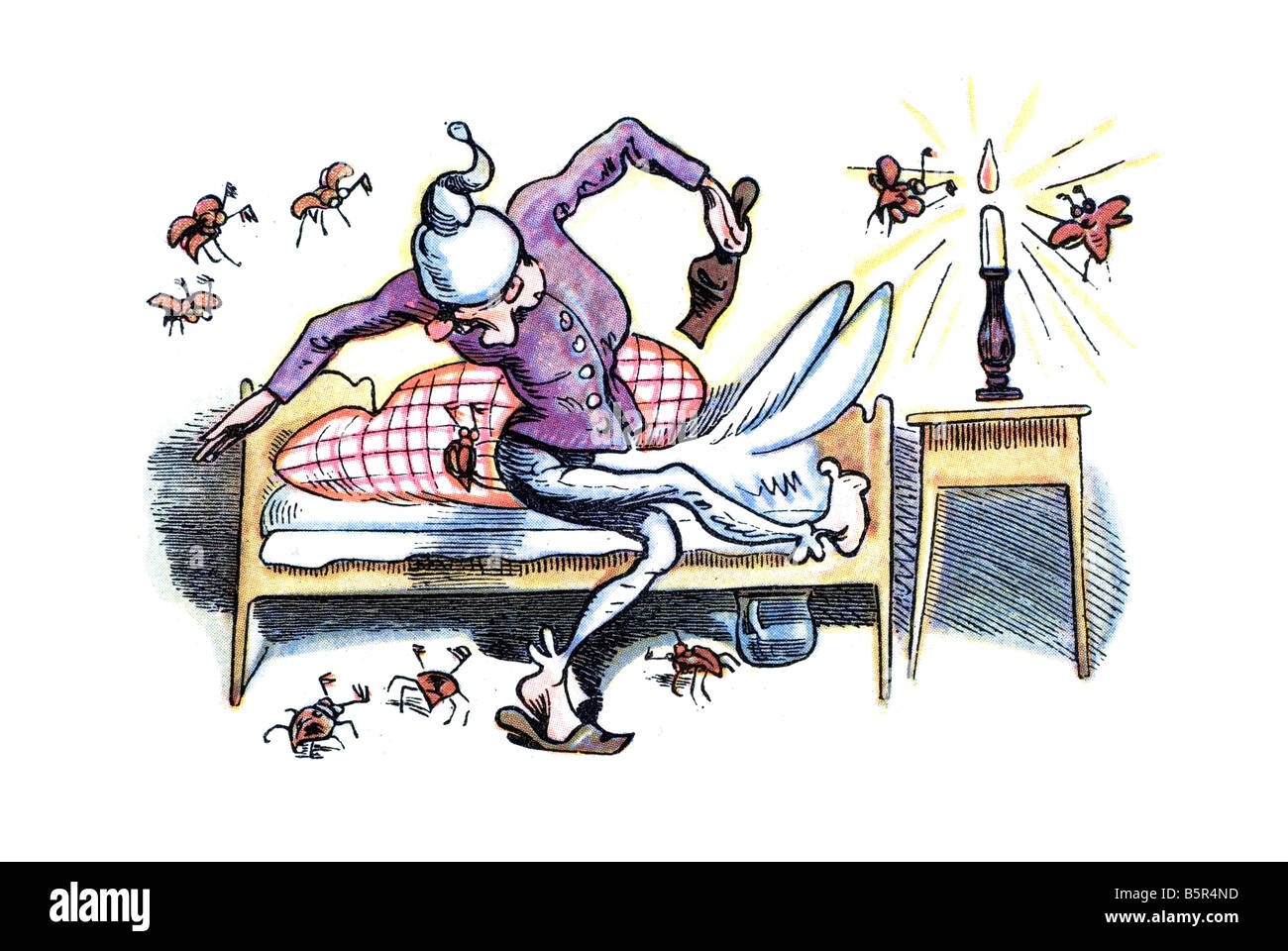 May beetle annoying uncle Fritz in bed, Max and Moritz A Story of Seven ...