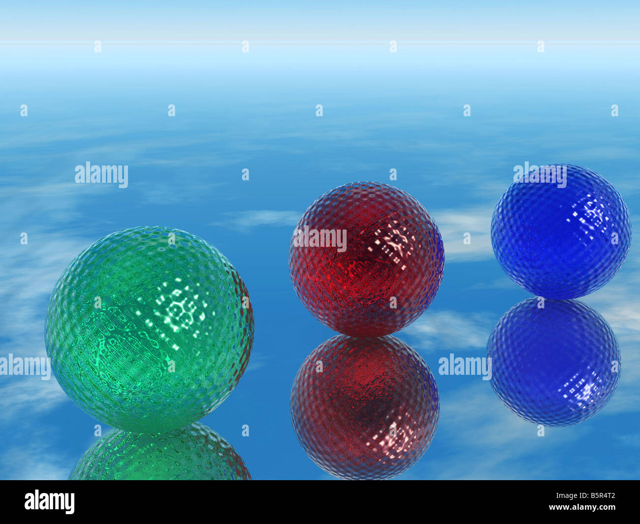 Color glass spheres Three color glass spheres with a ridge structure on ...