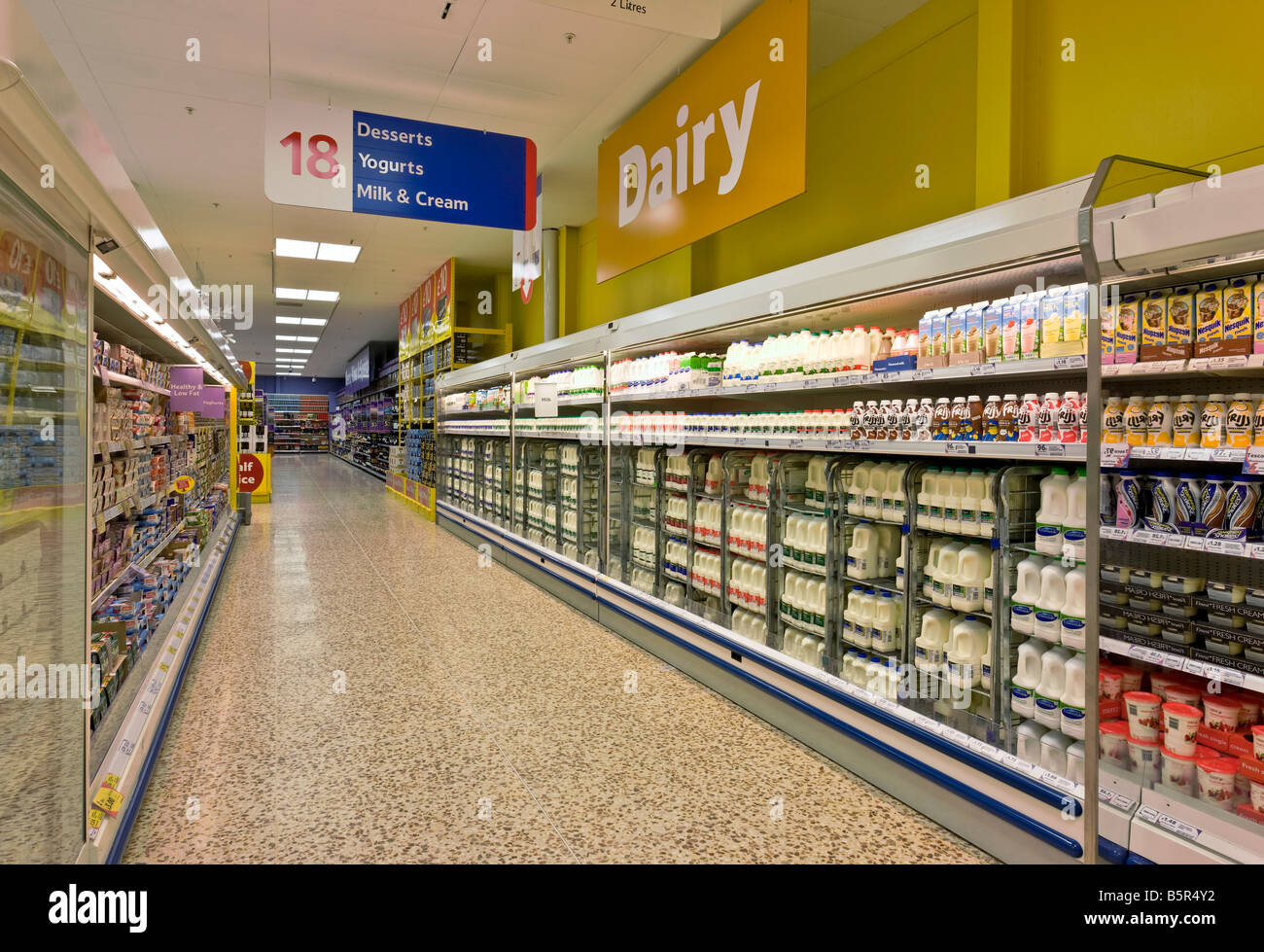 Dairy products display in a supermarket Stock Photo - Alamy