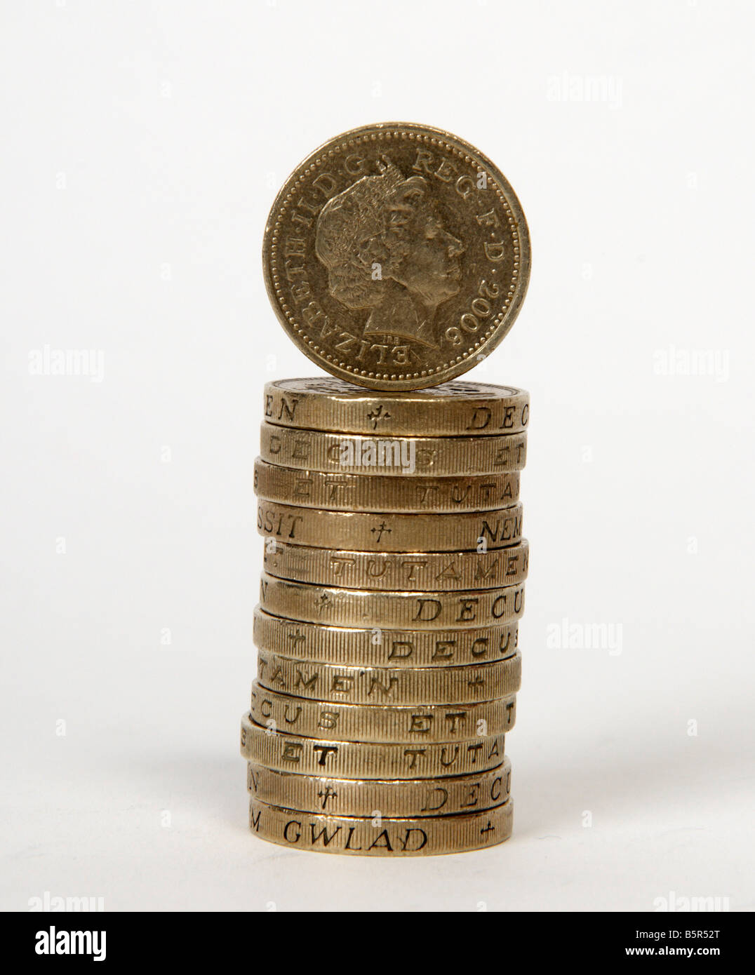 british currency sterling pound coins in a stack or pile Stock Photo ...
