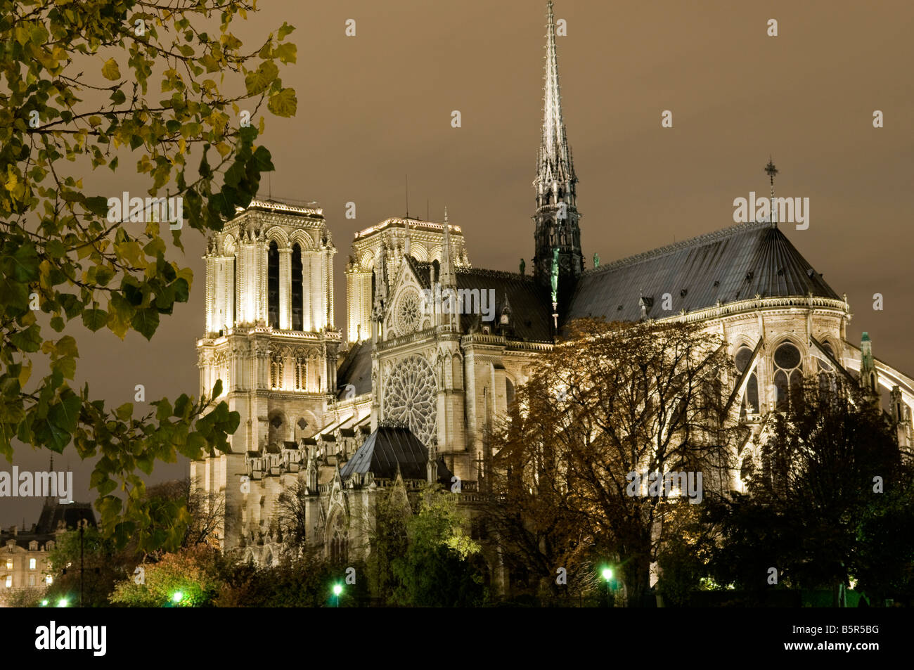 Notre dame cathedral night city hi-res stock photography and images - Alamy