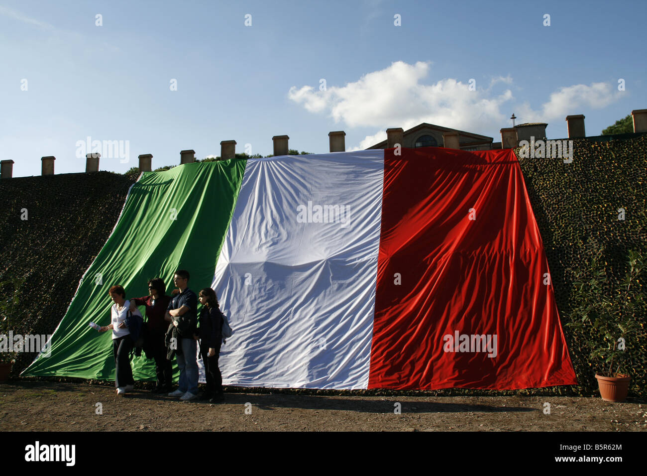 italian flag at event with blue sky in rome Stock Photo - Alamy
