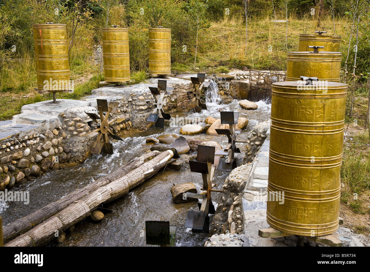 Water driven prayer wheel hi-res stock photography and images - Alamy