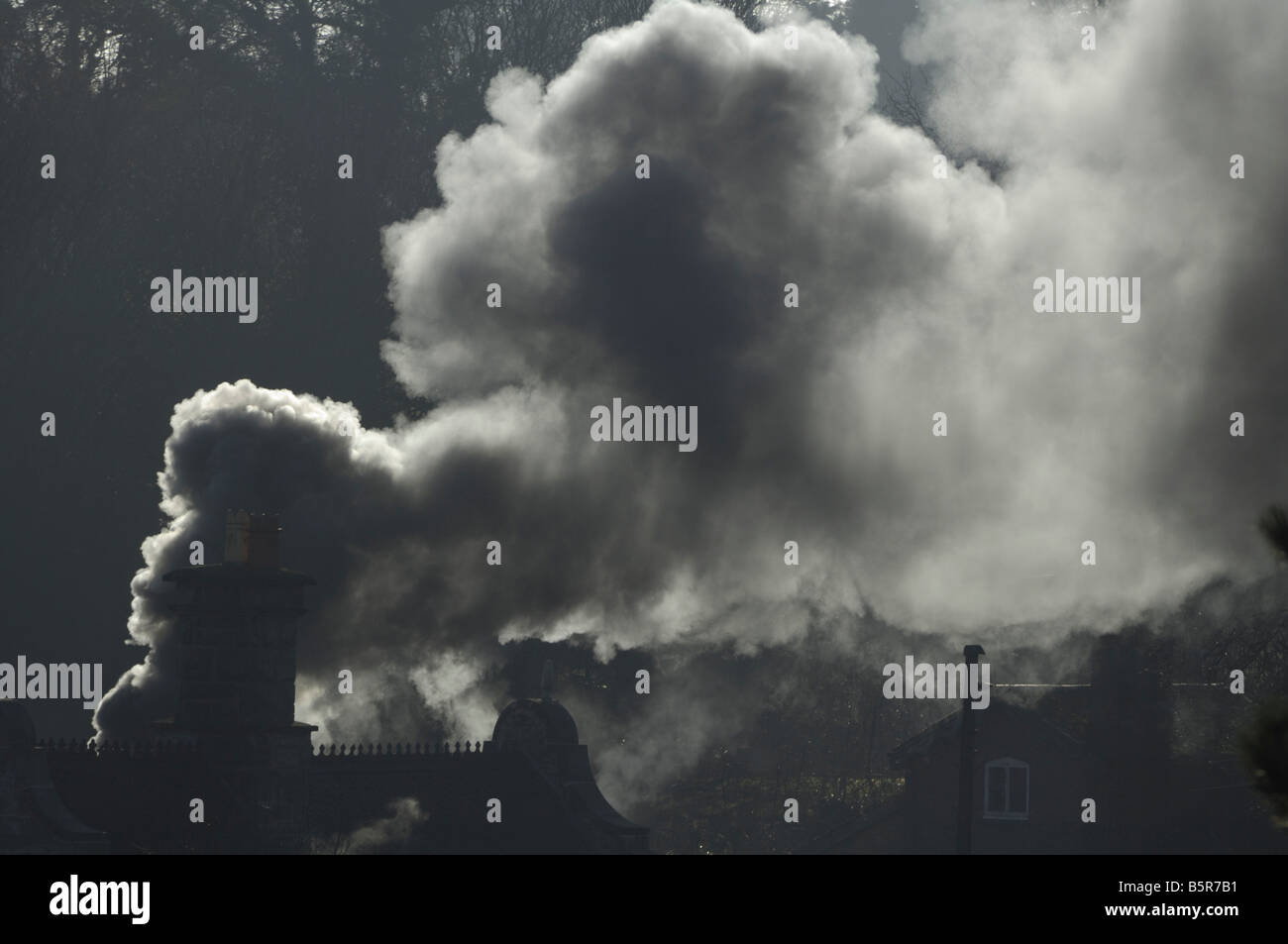 Smoke billowing from steam engine on the Severn Valley Railway Stock ...