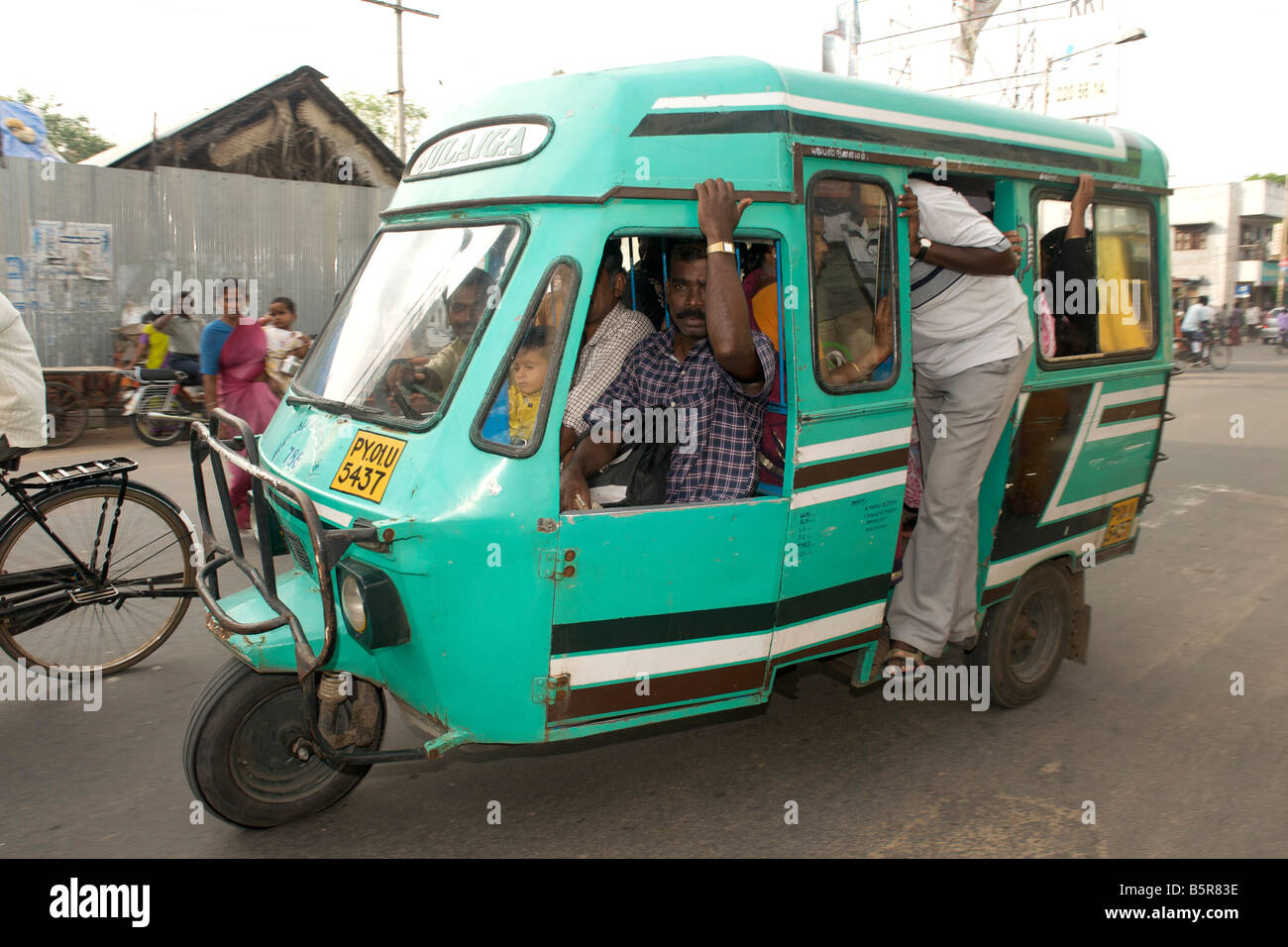 Shared taxi in Pondicherry India Stock Photo - Alamy