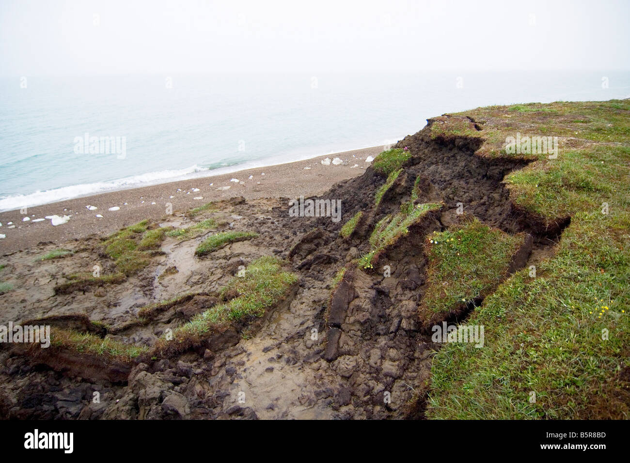 erosion eroding erode melting thaw thawing permafrost land dirt surf ...