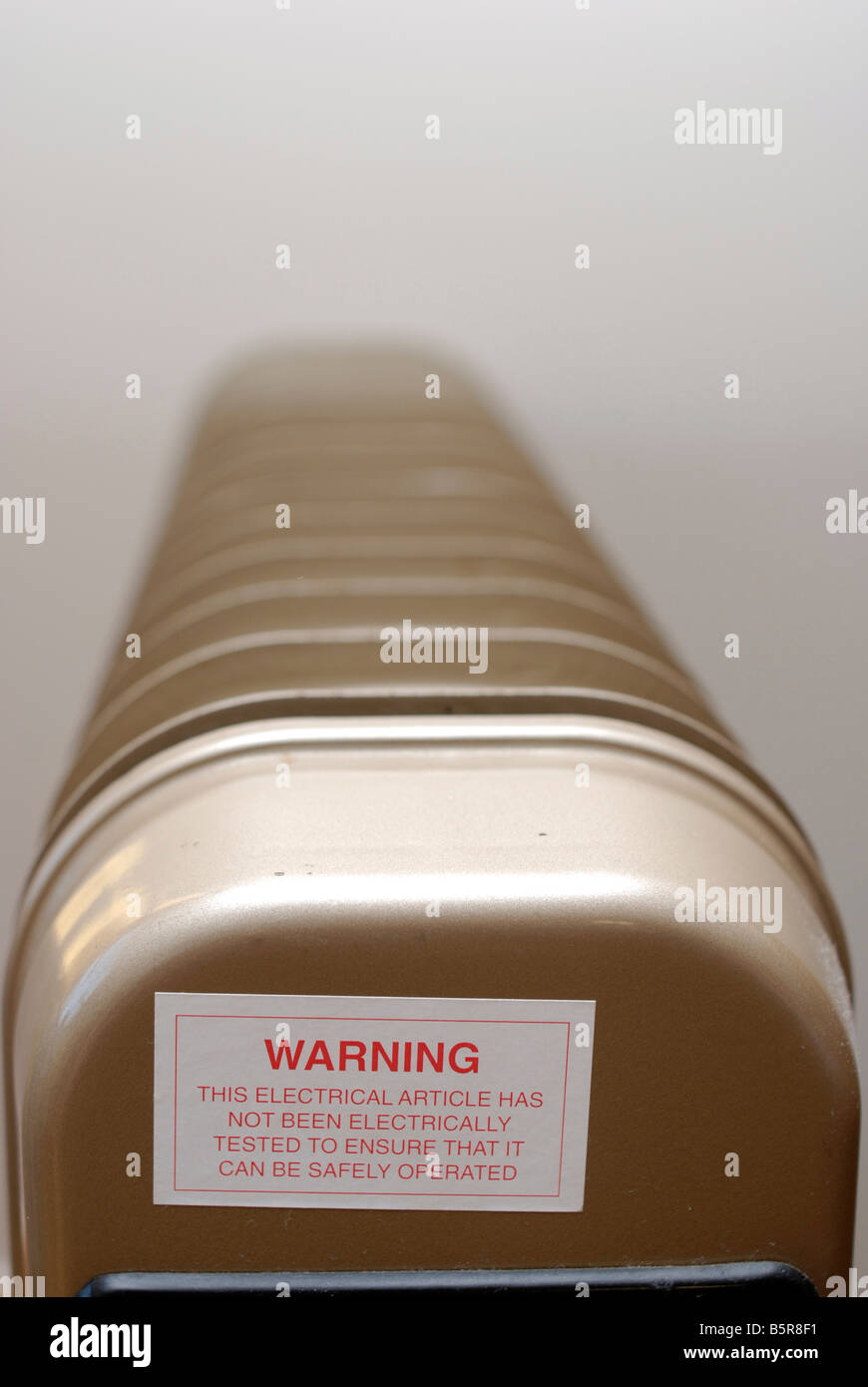 A safety warning sticker on a radiator being sold second hand Stock ...