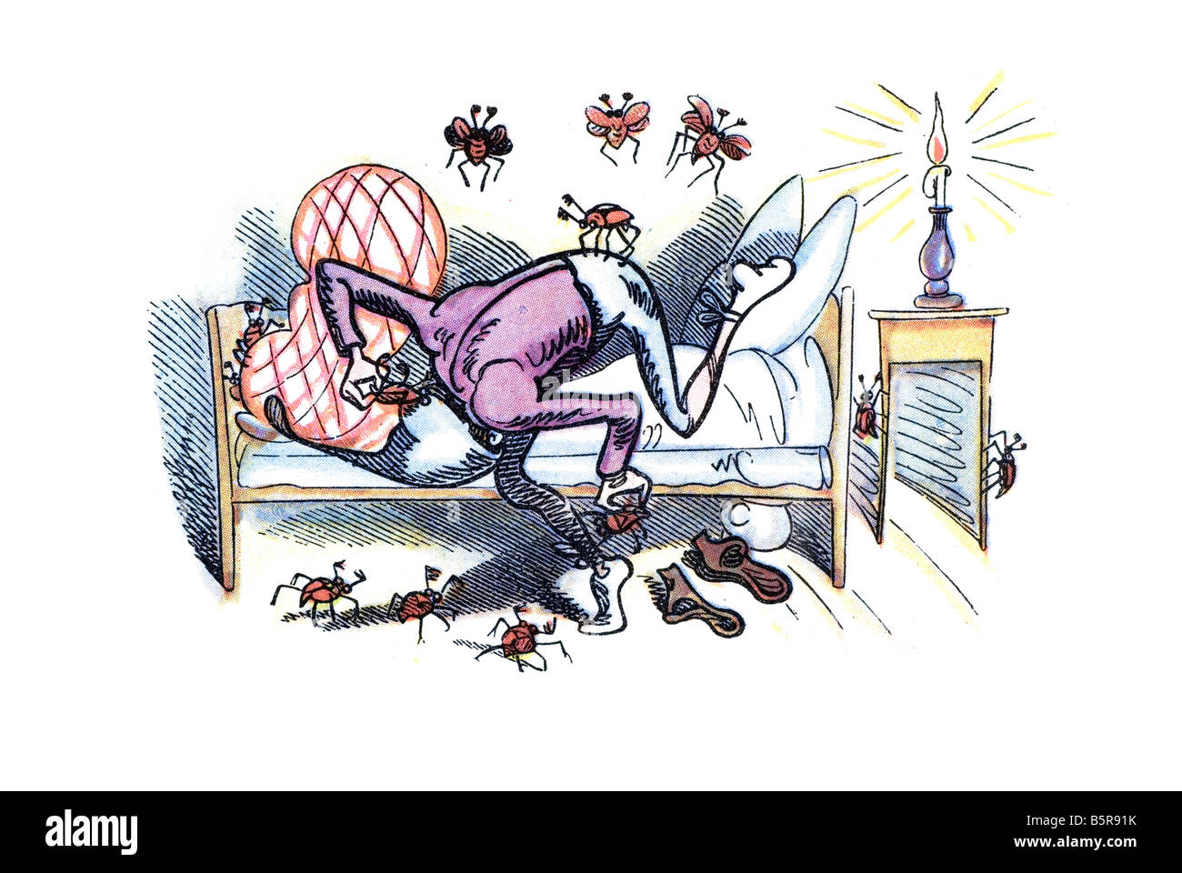 May beetle annoying uncle Fritz in bed, Max and Moritz A Story of Seven ...