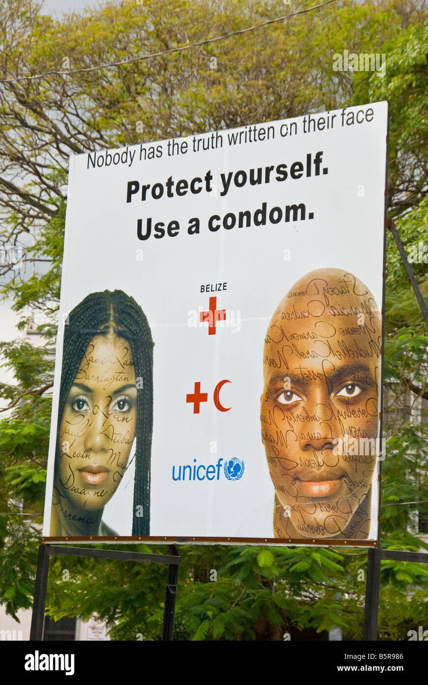 Belize City Aids Awareness Unicef Billboard Urges Condom Use Sexually