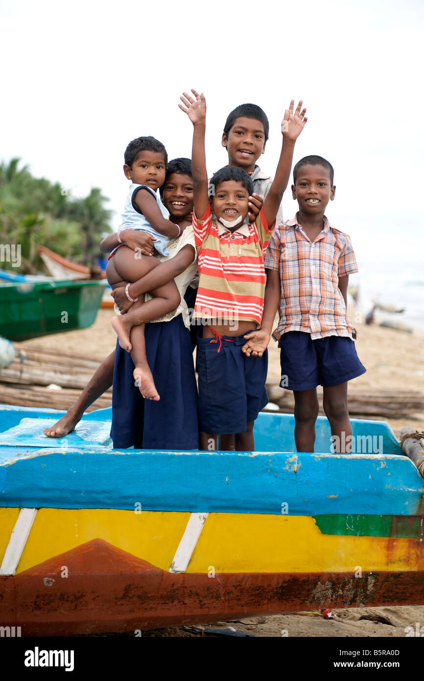 Children in Kalapet village near Pondicherry in India Stock Photo - Alamy