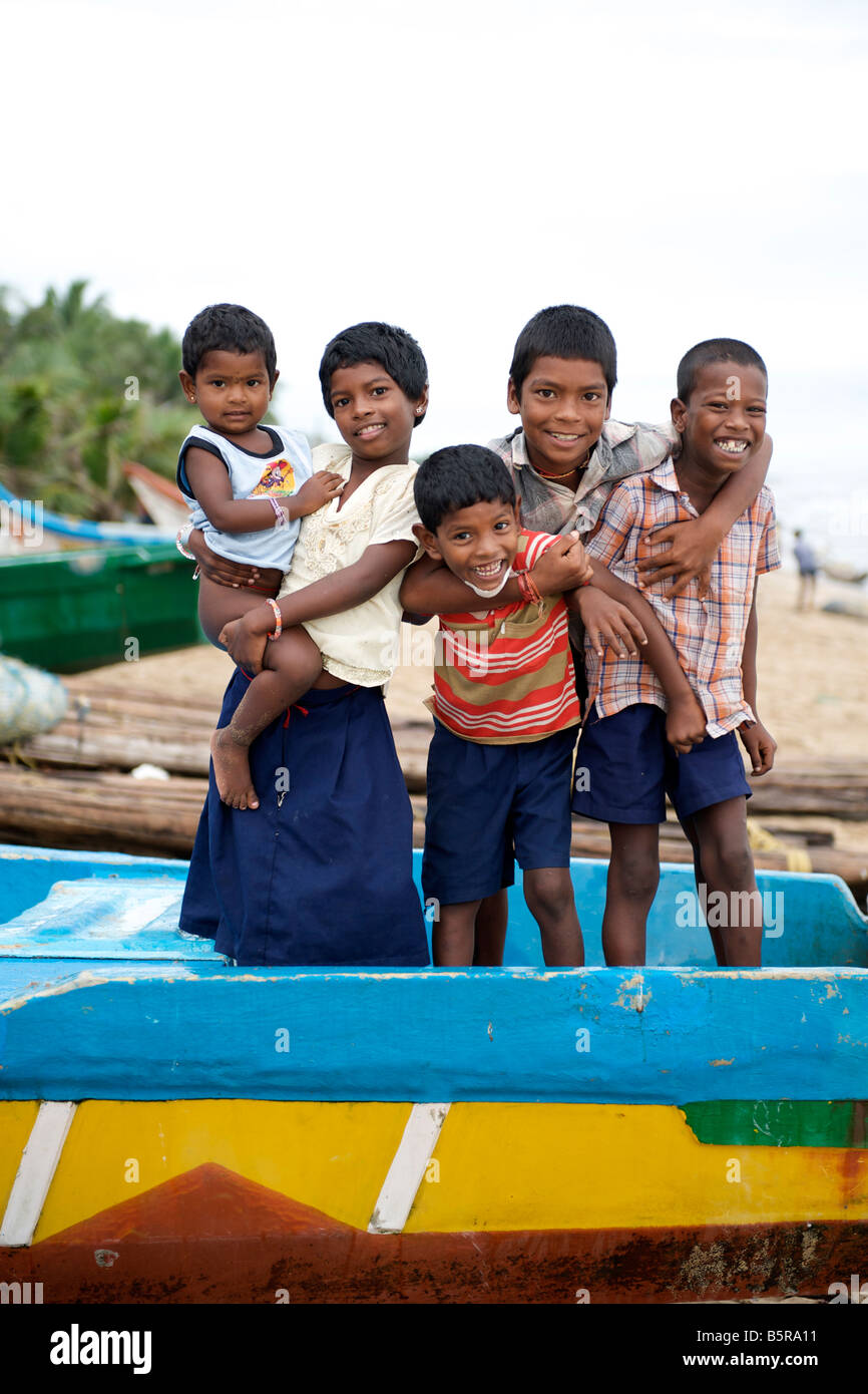 Children in Kalapet village near Pondicherry in India Stock Photo - Alamy