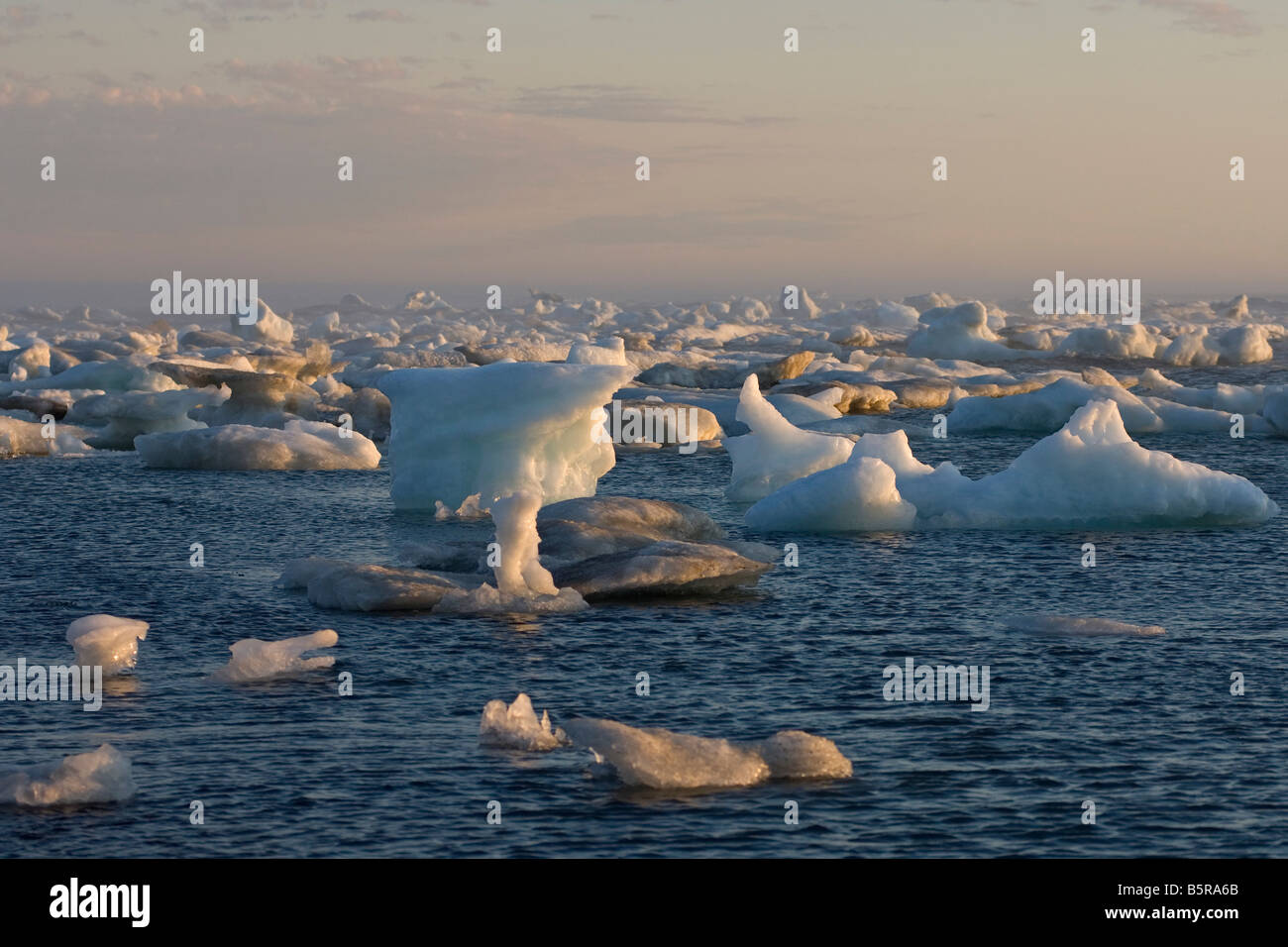 melting shorefast ice in the Beaufort Sea Arctic Ocean off the coast of ...
