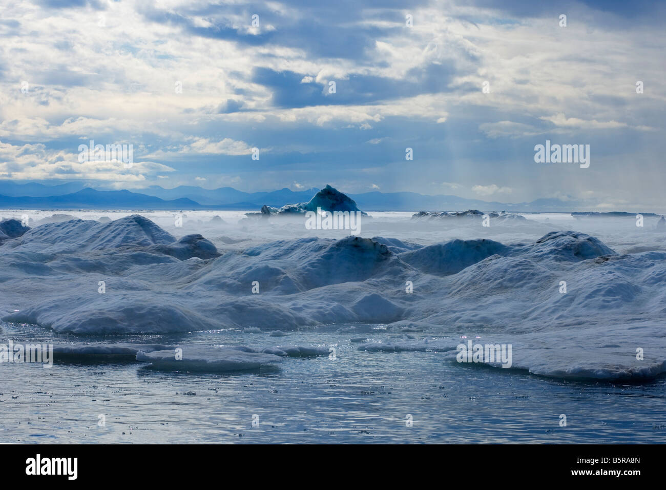 melting shorefast ice in the Beaufort Sea Arctic Ocean off the coast of ...