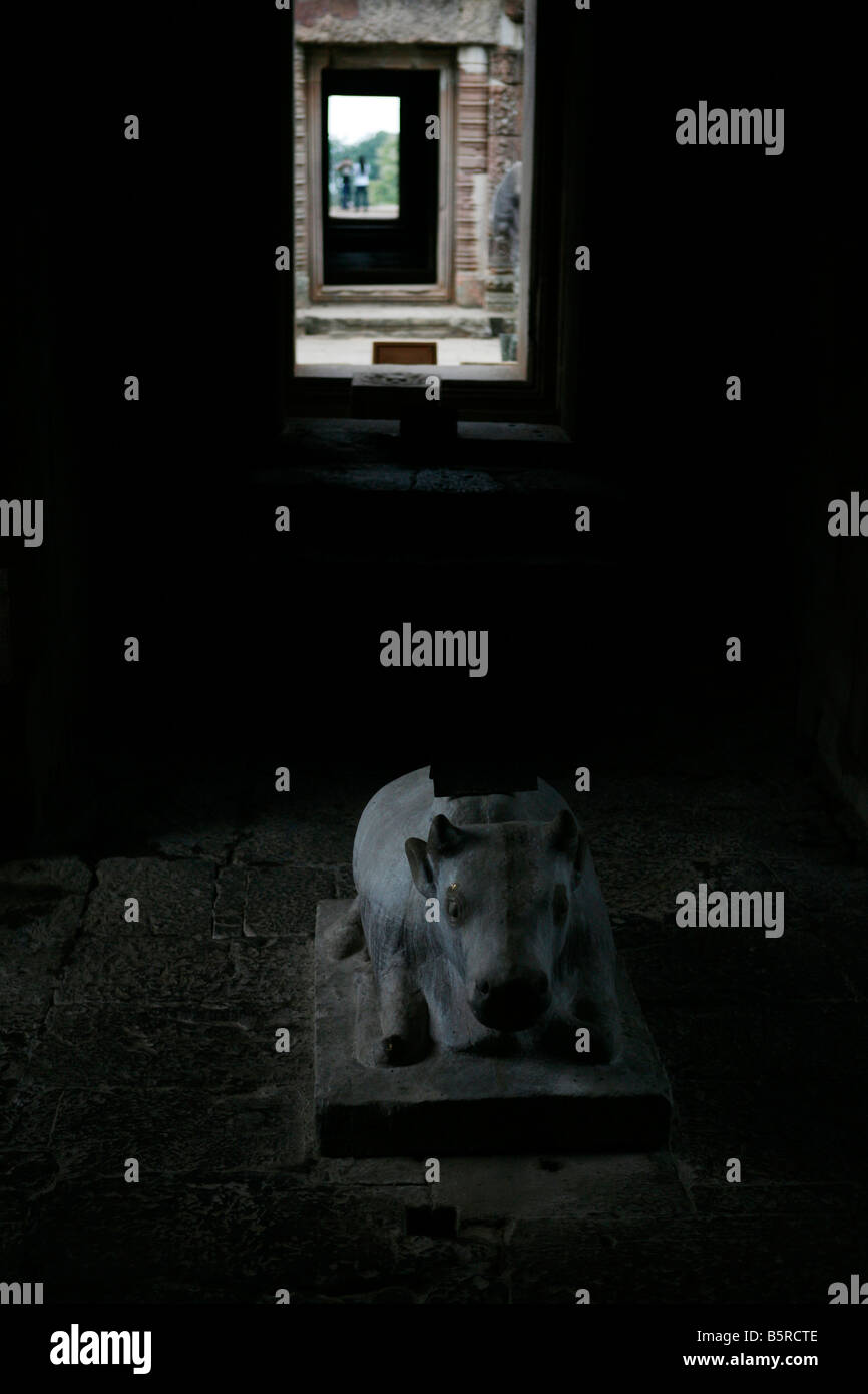 A nandin, white bull retinue of Shiva, inside Khao Phanom Rung temple ...