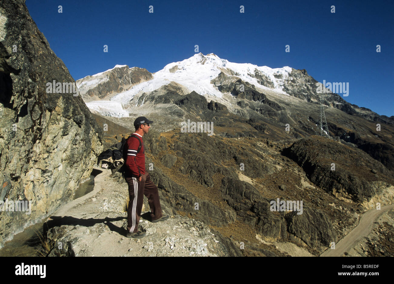 Trekking in upper part of Zongo Valley with Mt Huayna Potosi in ...