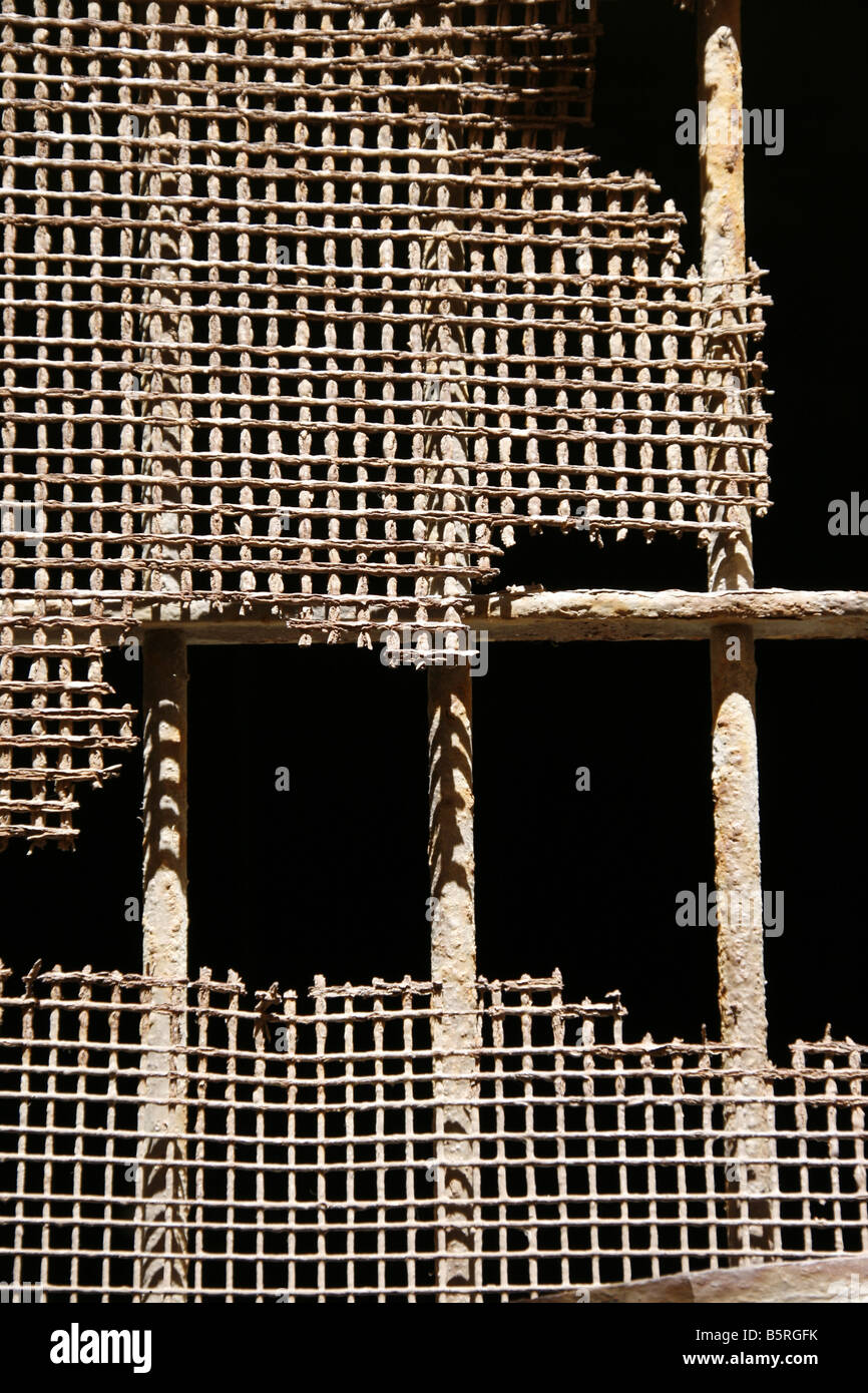 one prison cell type window with metal bars Stock Photo - Alamy