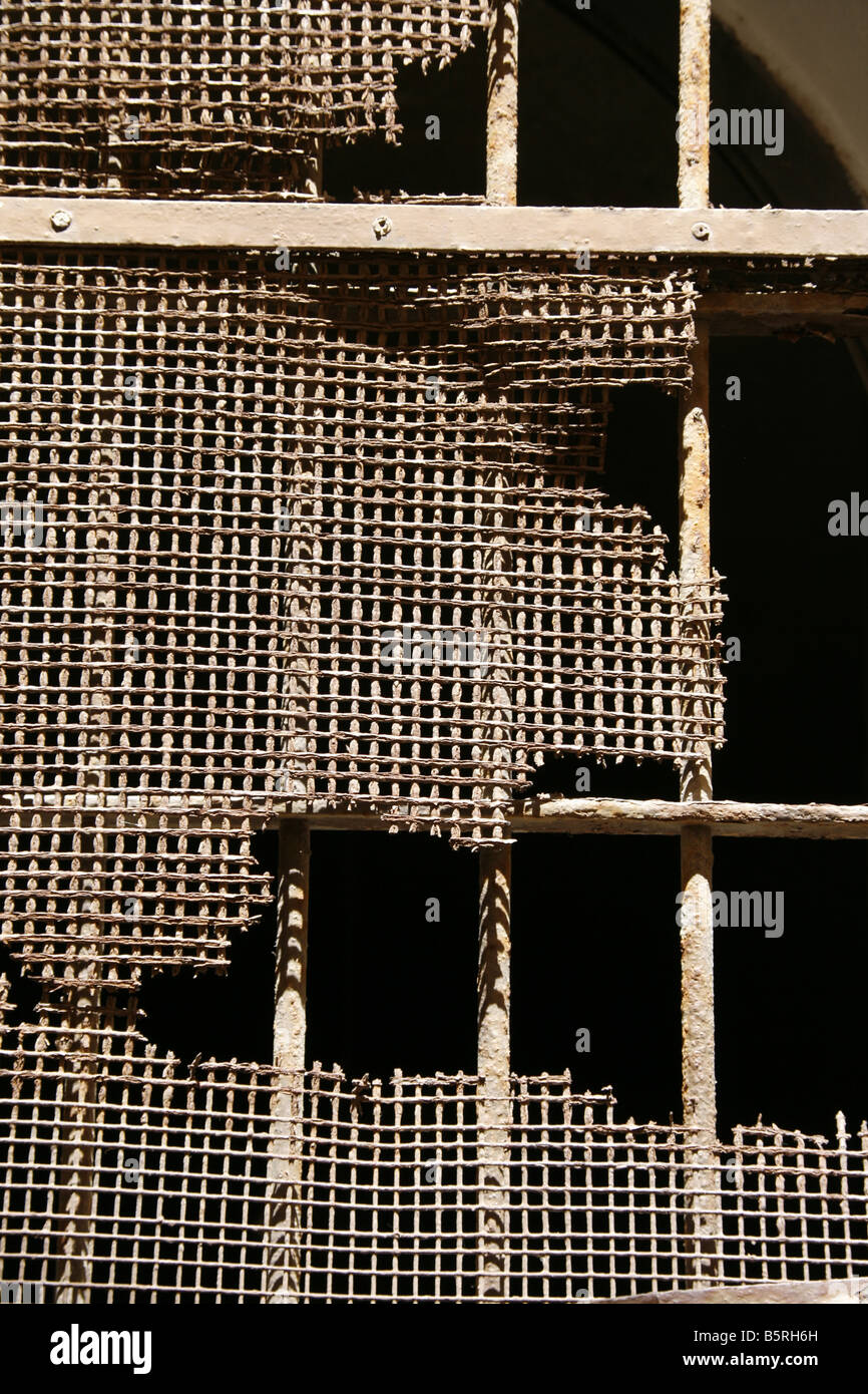 one prison cell type window with metal bars Stock Photo - Alamy