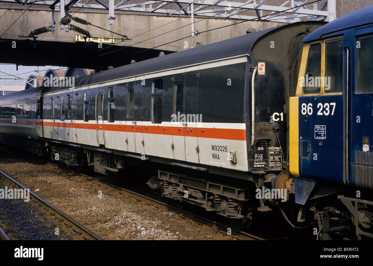 Gangwayed Brake Van railway carriage at Coventry station UK in 1987 ...